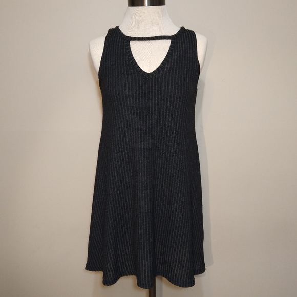 Atmosphere | Dresses | Atmosphere Knit Greenblack Mini Dress With Cut ...